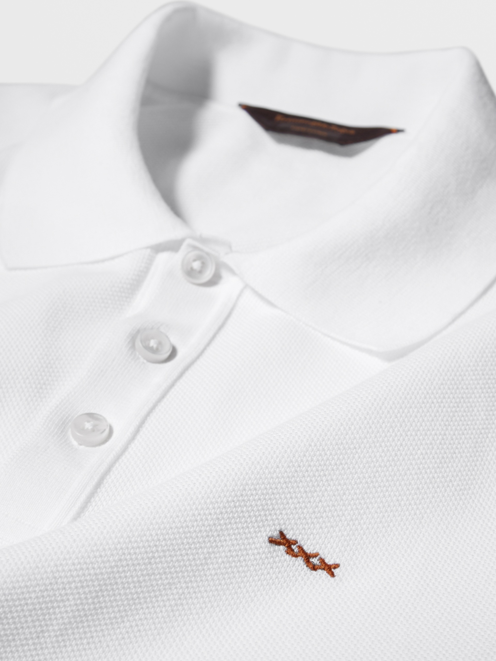 Pearl White Zegna XXX Cotton Piquet Short-sleeve Polo FW21 10371913 | Zegna